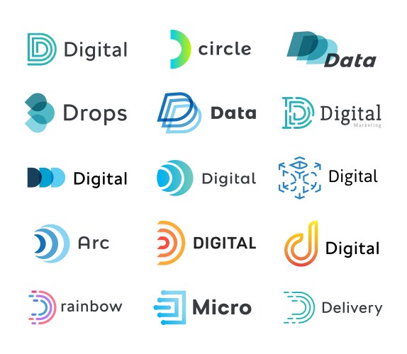 Digital connect creative symbols set font concept Vector Image