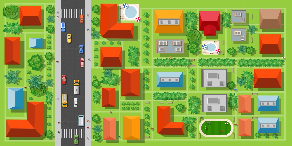 Map of town top view background pattern Royalty Free Vector