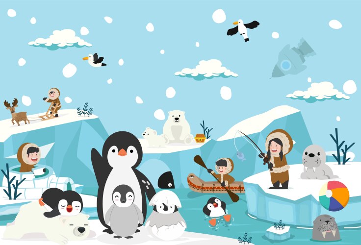 North pole animals Royalty Free Vector Image - VectorStock