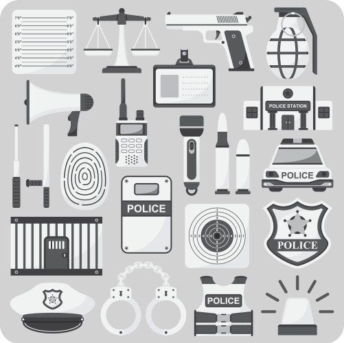 Simple with a set of police items Royalty Free Vector Image