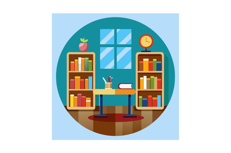 Modern reading room design Royalty Free Vector Image