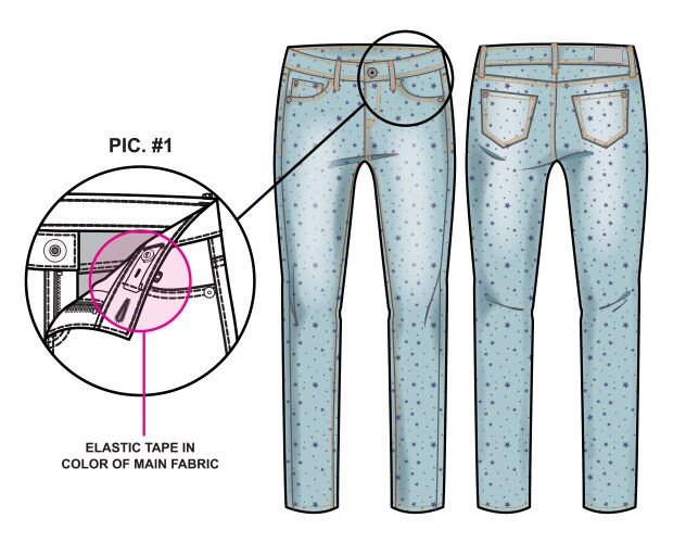 Front and back view of denim pants Royalty Free Vector Image