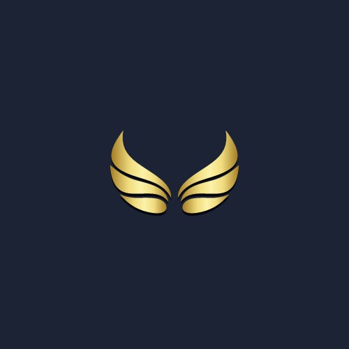 Wing fly emblem round gold logo Royalty Free Vector Image