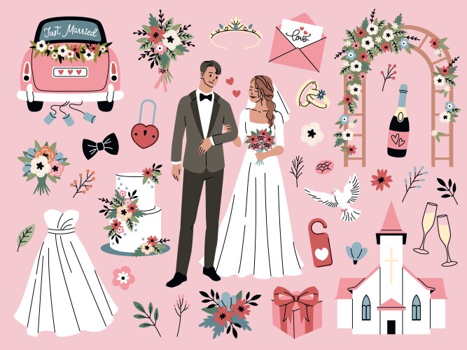 Cartoon Wedding Couple Vector Images (over 28,000)