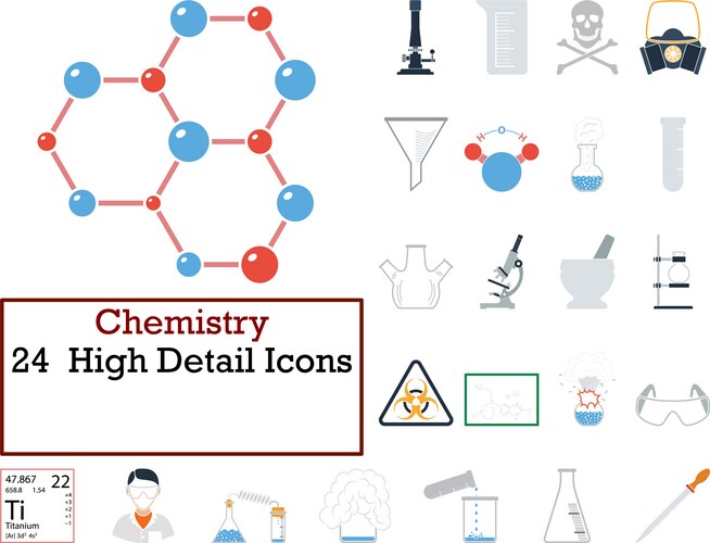 Chemistry icon set in colored line style Vector Image