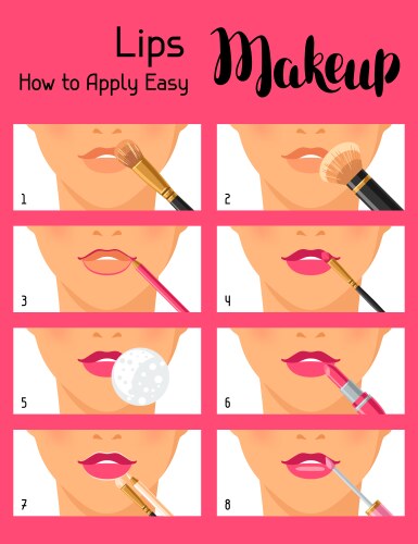 Makeup 12 simple steps how to apply easy Vector Image