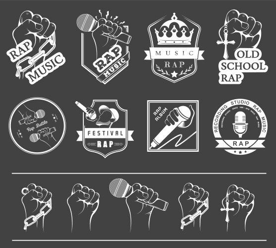 Set logos and badges rap music Royalty Free Vector Image