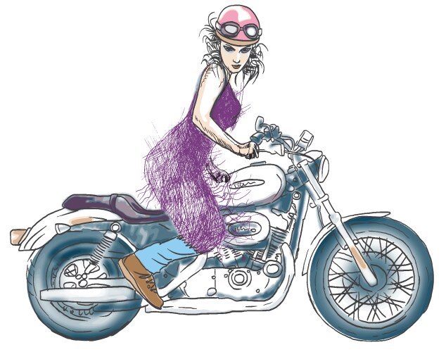 Texas woman biker poster colorful Royalty Free Vector Image