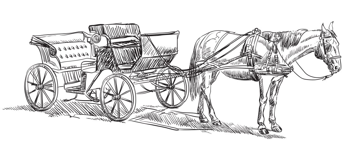 Stagecoach driver horse cartoon Royalty Free Vector Image