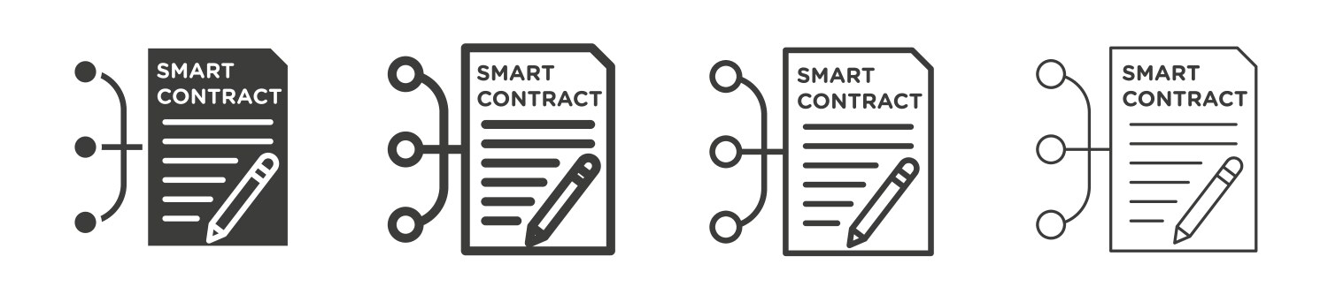 Smart contract icon set on white background Vector Image
