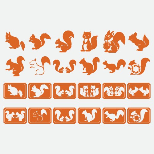 Collection of squirrel logos Royalty Free Vector Image