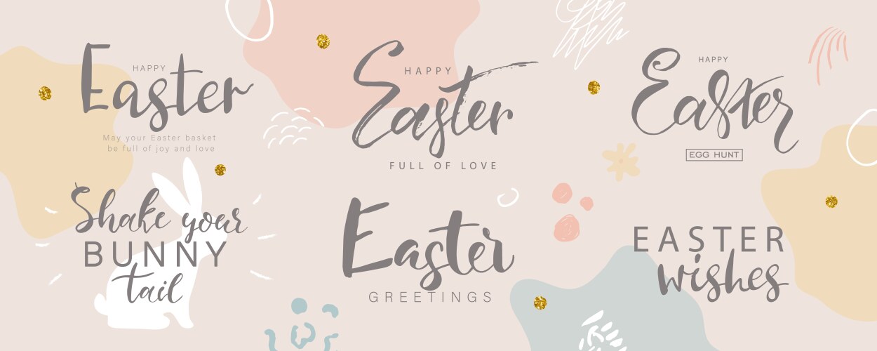 Hand written easter phrases happy Royalty Free Vector Image