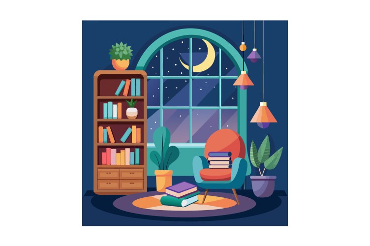 Modern reading room design Royalty Free Vector Image