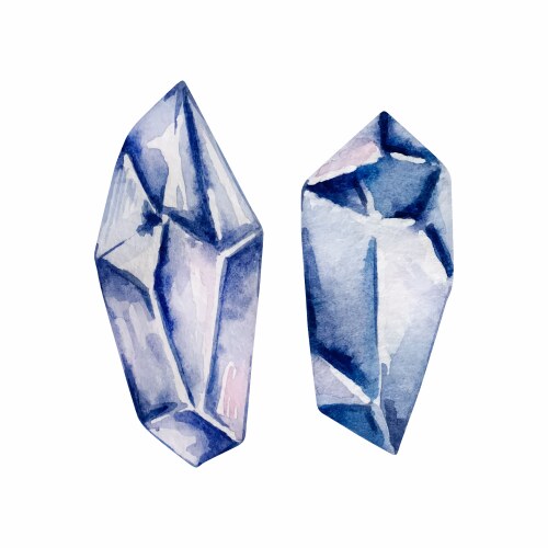 Watercolor crystals composition set Royalty Free Vector