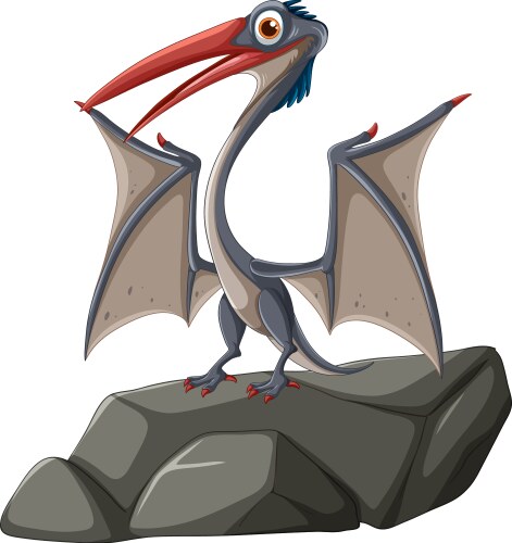 Colorful pterodactyl standing on a rock Royalty Free Vector