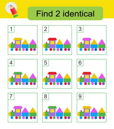 Fun puzzle game find two identical houses Vector Image