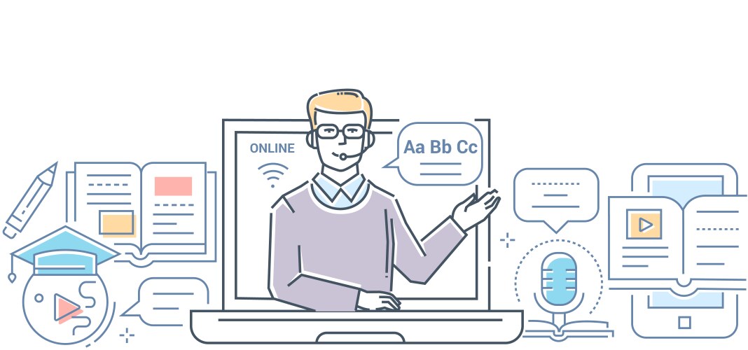 German language school logo course concept Vector Image