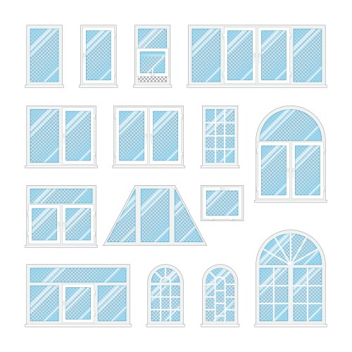 Windows with white frames set Royalty Free Vector Image