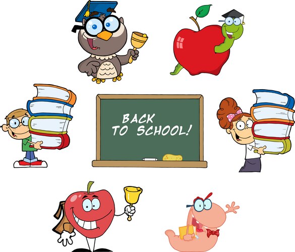 Children and school supplies characters cartoon – Royalty-Free Vector ...