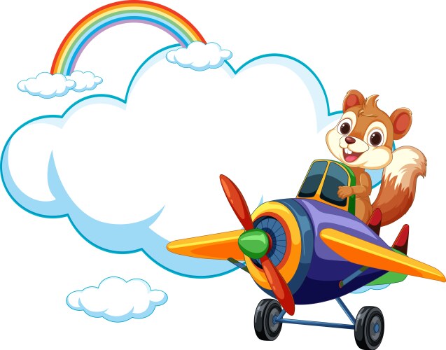 Cartoon squirrel flying a plane on notebook Vector Image