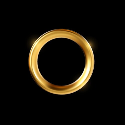 3d golden ring with gold ribbons from sides Vector Image