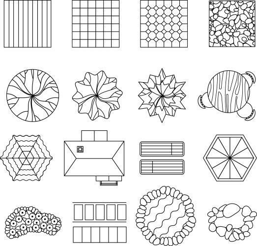 Tree plan top view for landscape set 1 Royalty Free Vector