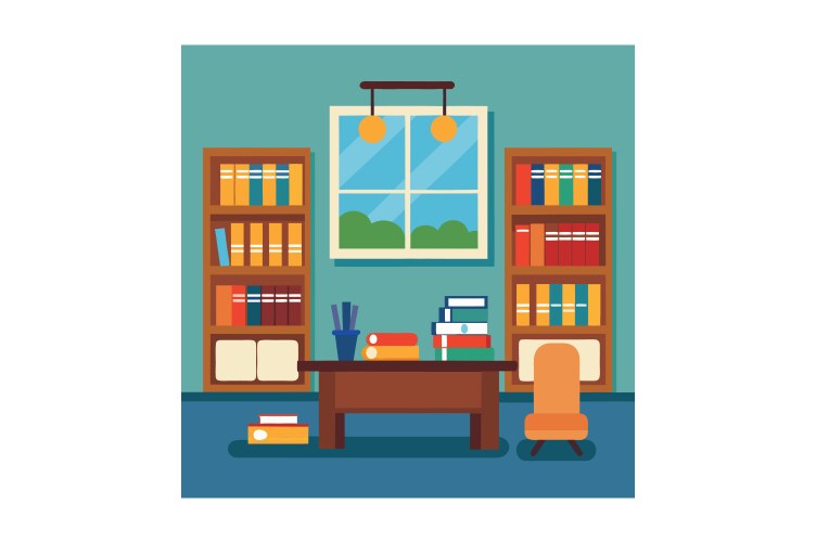 Modern reading room design Royalty Free Vector Image