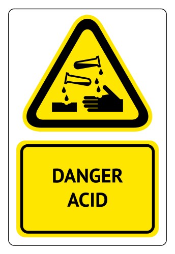 Warning acid sign triangle yellow chemistry Vector Image