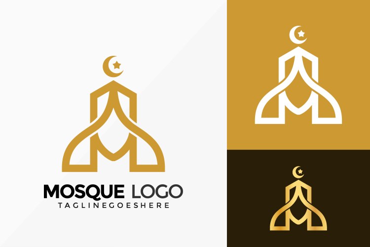 Islamic background design with mosque silhouette Vector Image
