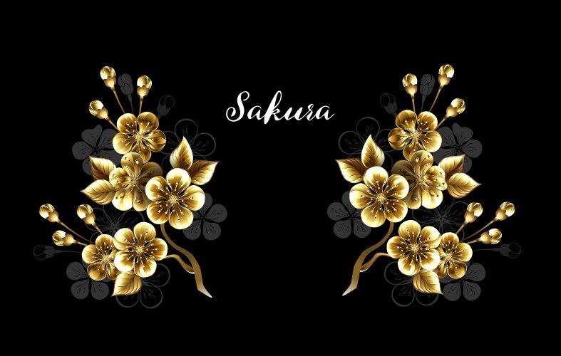 Golden Roses on Black Royalty Free Vector Image