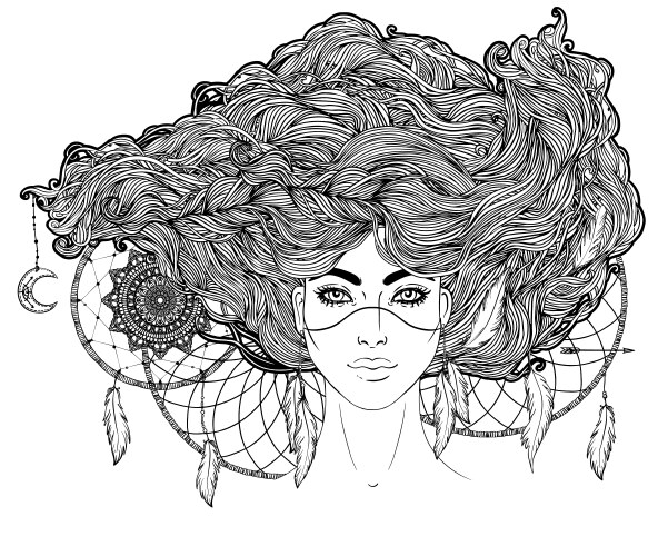 Hand drawn clip art of native american indian Vector Image