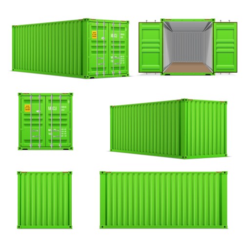 Yellow cargo container realistic metal Royalty Free Vector