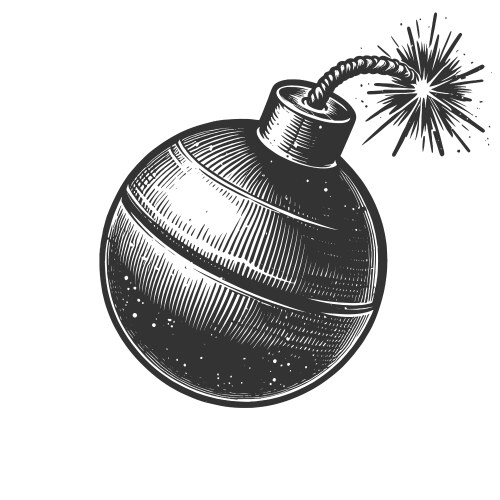 Exploding bomb engraving Royalty Free Vector Image