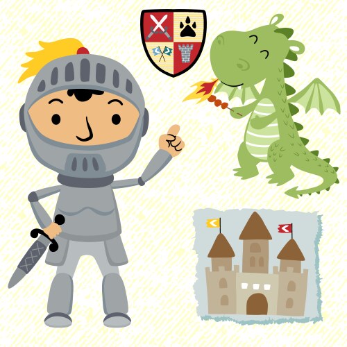 Dragon and Knight Cartoon Royalty Free Vector Image