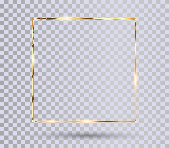 Golden frame in rectangle shape with light effect Vector Image