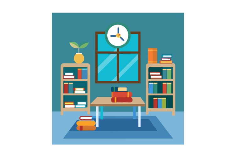 Modern reading room design Royalty Free Vector Image