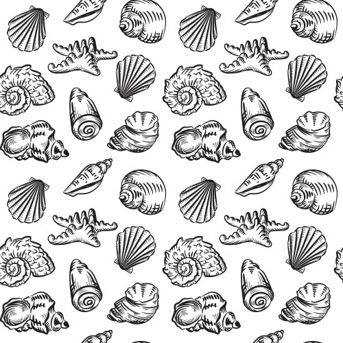 Sea hand drawn seamless pattern Royalty Free Vector Image