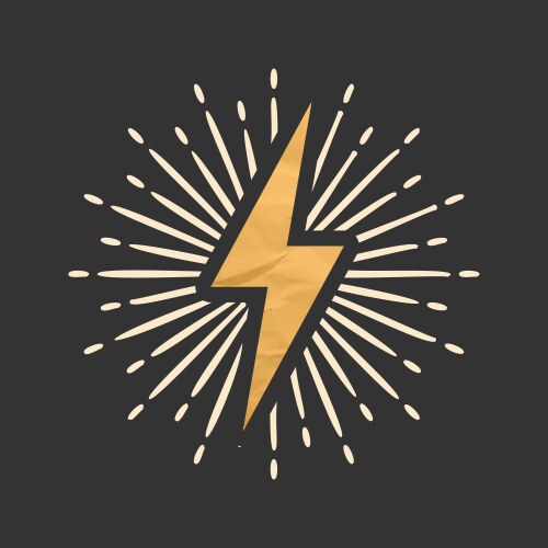 Vintage lightning bolt and sunrays lightnings Vector Image