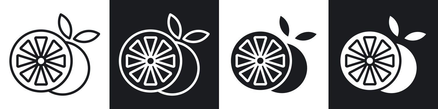 Citrus slice icon set in black and white filld Vector Image