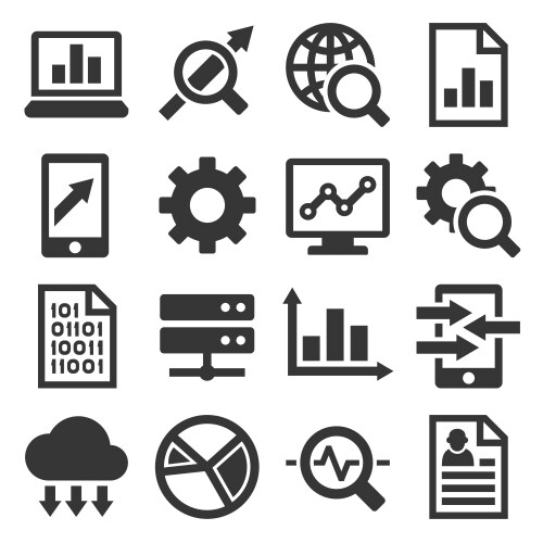 Black and white social media icons on transparent Vector Image