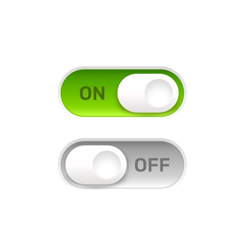 On and off toggle switch realistic buttons set Vector Image