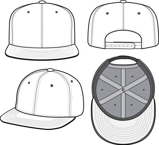 Cap mockup in front side and back views Royalty Free Vector