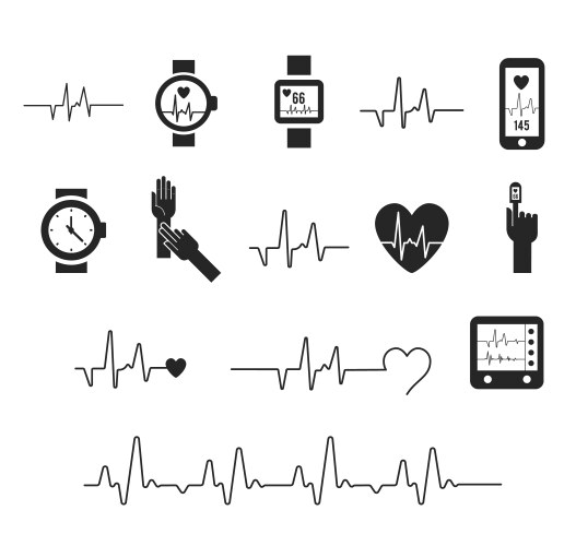 Heart rhythm set electrocardiogram ecg - ekg Vector Image