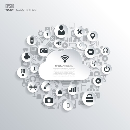 Flat abstract background with web icons interface Vector Image