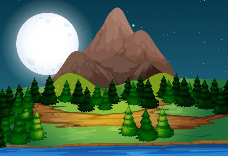 Beautiful nature landscape at night background Vector Image
