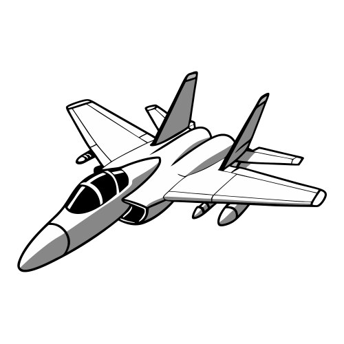 Jet fighter aircraft drawing Royalty Free Vector Image