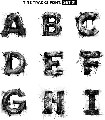 Tire Font Alphabet Vector Images (over 290)