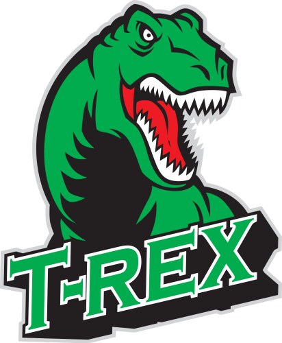 Dinosaur head logo emblem t-rex monster Royalty Free Vector