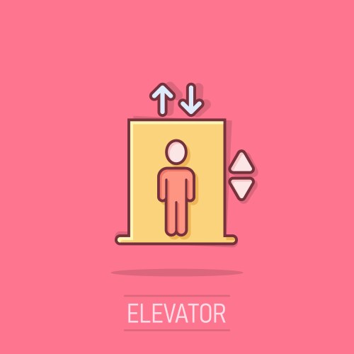Elevator icon in comic style lift cartoon Vector Image