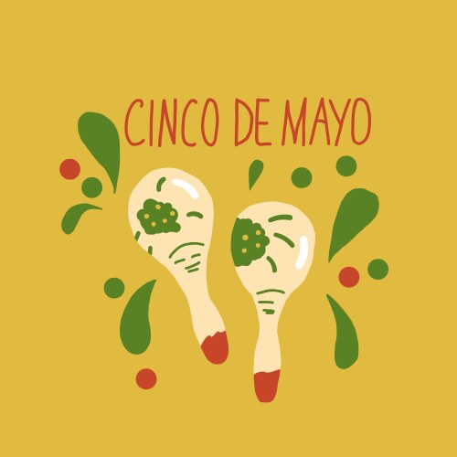 Cinco de mayo round emblem hand drawn lettering Vector Image